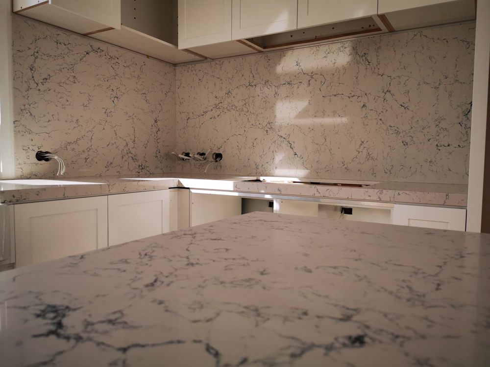 Kitchen Benchtop Ideas Wellington | Waterfall Marble Benchtop