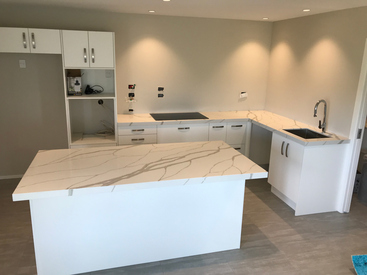 Kitchen Benchtop Ideas Wellington | Waterfall Marble Benchtop