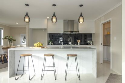 Kitchen Benchtop Ideas Wellington | Waterfall Marble Benchtop